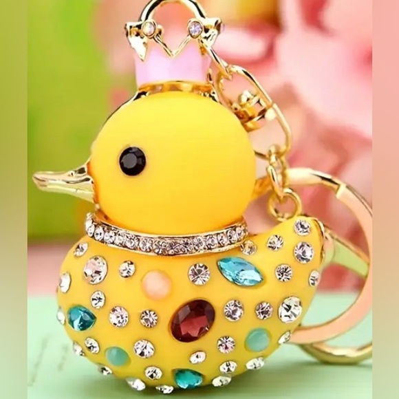 Accessories | Yellow Duck Keychain With Rhinestones | Poshmark